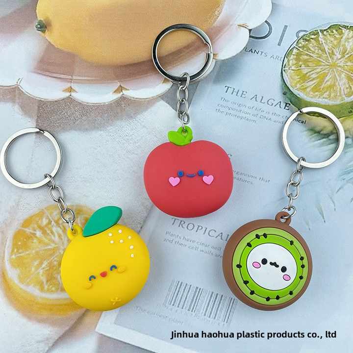 Creative 3D PVC Cartoon Fruit Club Keychain Cute Iron Metal Pendant ...