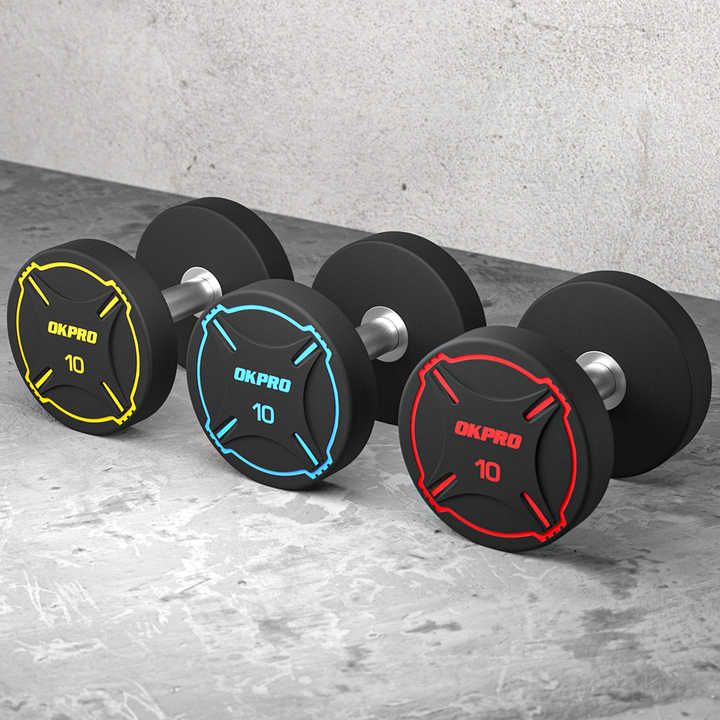 OKPRO Customizable PU Urethane Dumbbells Durable Fitness Weights for ...