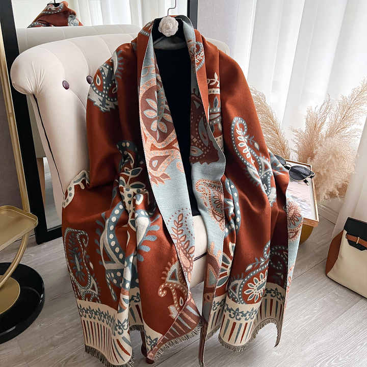 Paisley Jacquard Fashion Scarf, Women's Versatile Warm Shawl, Faux ...