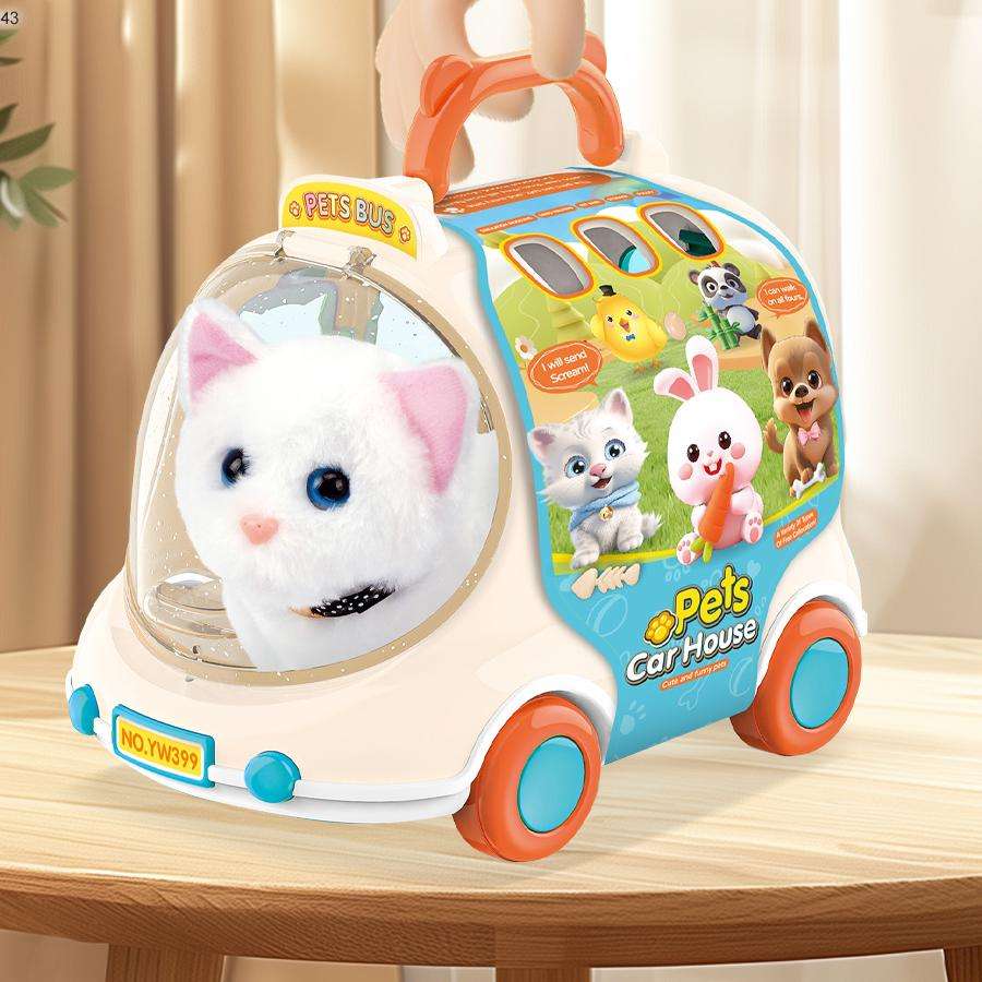 Battery Operated Toy Cat House Car Cartoon Moving Educational Simulated ...