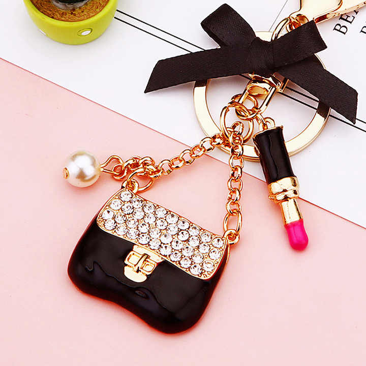 Diamond Studded Small Fragrant Style Shoulder Bag Car Keychain Cute ...