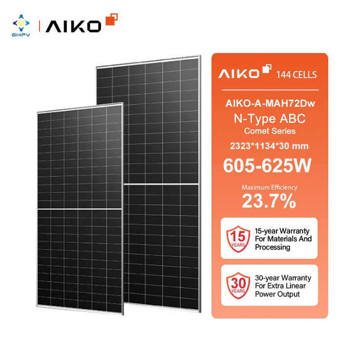 Aiko Solar Bifacial PV Module - 605W to 625W Power Range
