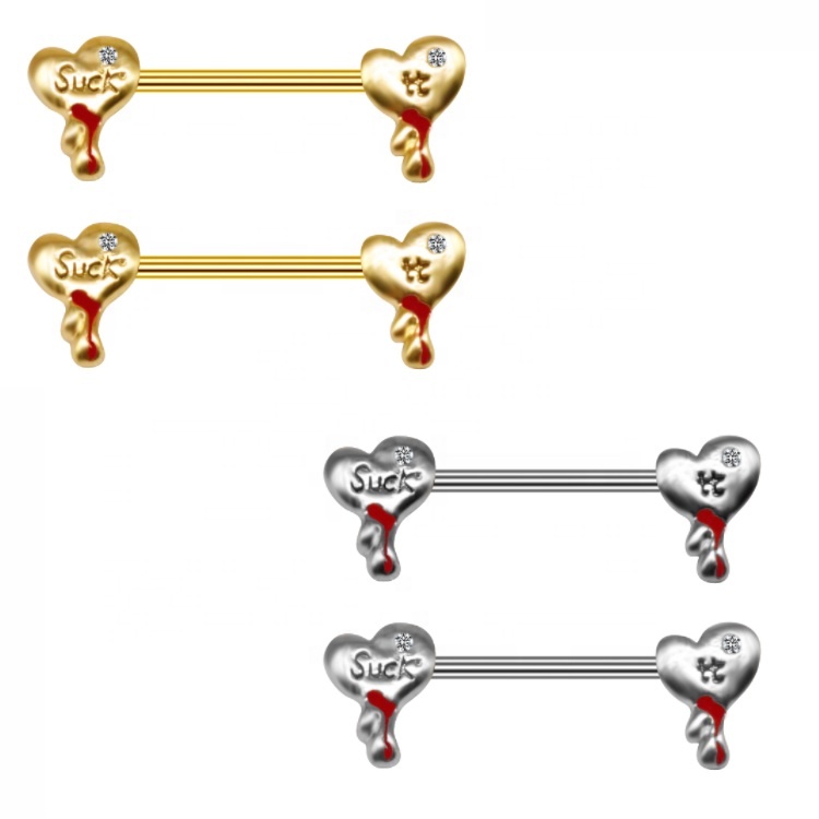 Gaby new design letter nipple rings silver plated letter nipple rings for gay heart stainless steel piercing body jewelry unisex