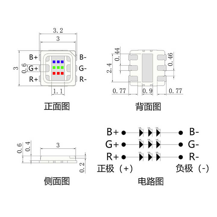 Led Factory Custom New Type 9v 0.5w 3030 Bgr Rgb Smd Led Diode with ...