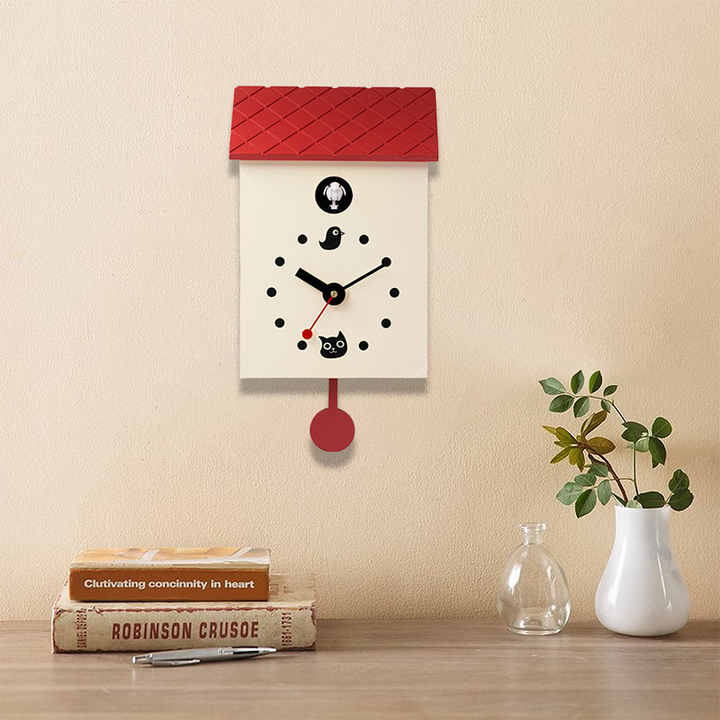 Infinity Time Customized Modern Cuckoo Wall Clock Modern Design Red ...