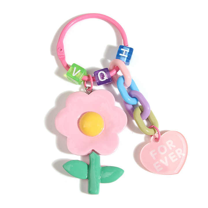 Custom Resin Flower Keychain - Girl Heart Keychain Love Chain