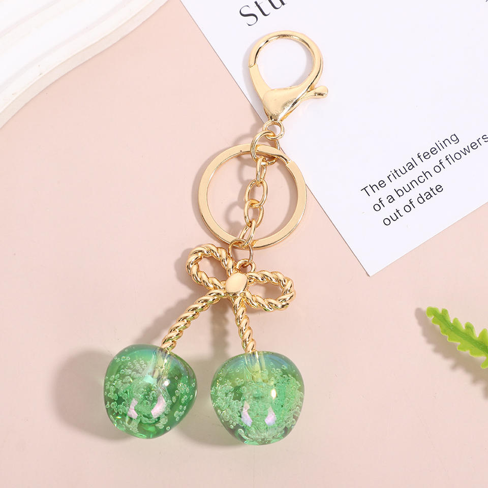 Designer Cute Cherry Keychain Gold Bow Keychains Womens Chic Bag Charms ...