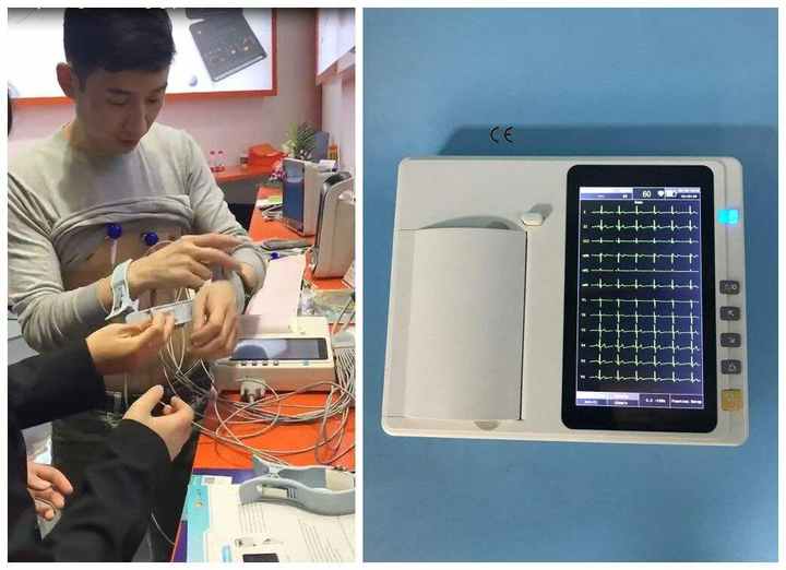 Hand Held Hospital 6 Channel Clinic EKG Electrocardiograph 12 Lead ...