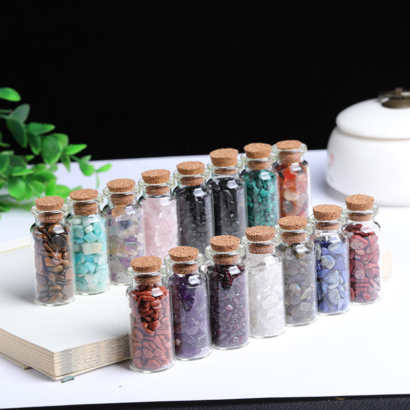Natural Carved Crystal Chips Gravel Wishing Bottle Polished Raw Stone ...