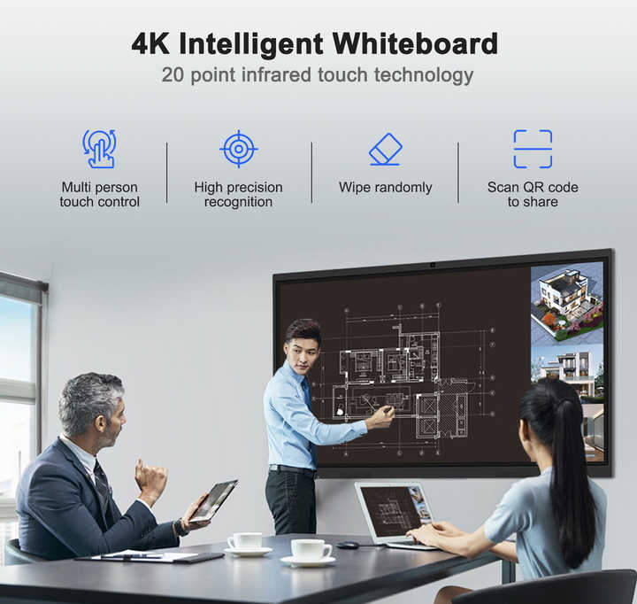 55/65/75/86/98 Inch Touch Screen LCD Display TV Flat Digital Meeting Smart White Interactive ...