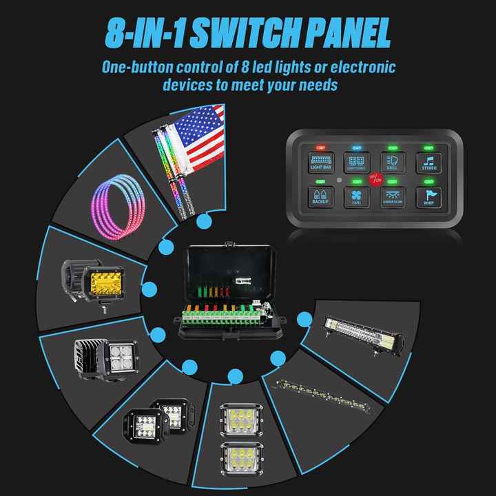 8 Gang Switch Panel Electronic Relay System with Circuit Control Box ...