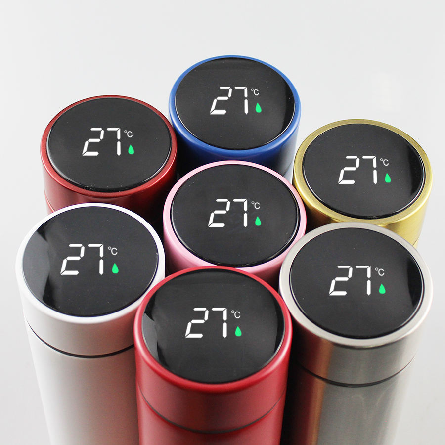 500ml Double Wall LED Vacuum Flask 304 Stainless Steel Smart Water ...