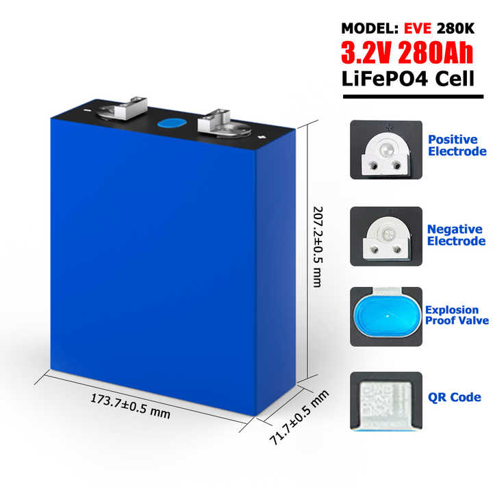 EVE Double Hole Studs and Brand new EVE 3.2V 280K cells 280Ah lifepo4 ...