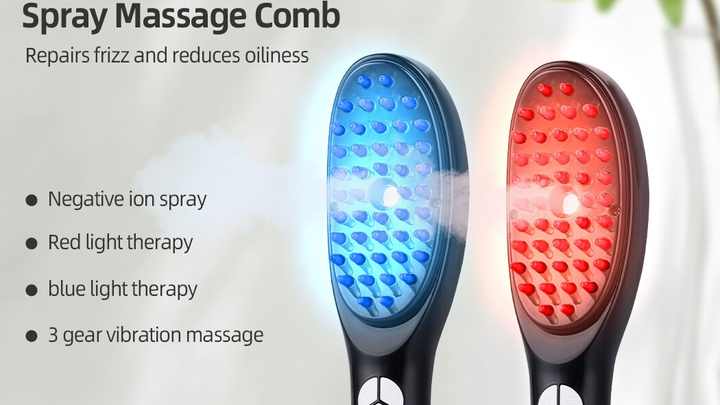 Anti Hair Loss Scalp Care Electric Massage Comb Vibration Led Blue Red ...