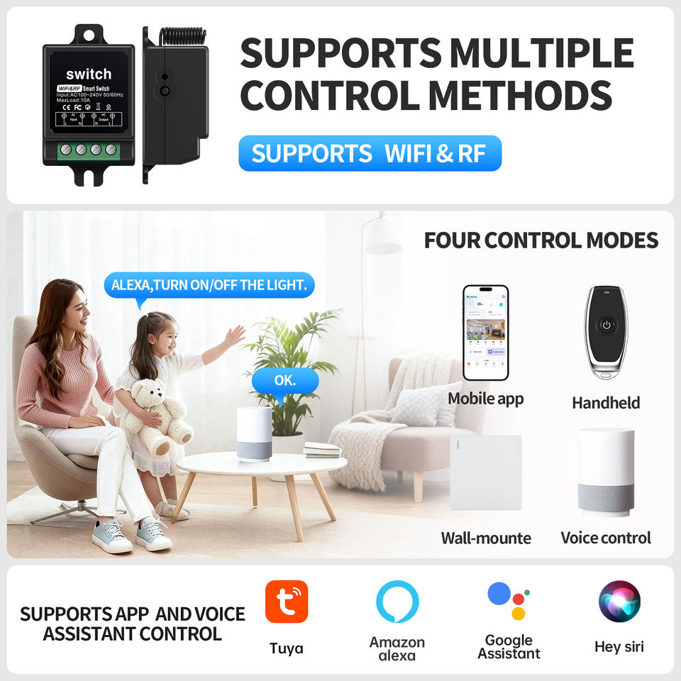 110V Remote Control Switch WiFi Smart Switch 433MHz Remote Control ...