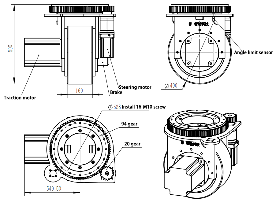 ZL-500 Agv Heavy Duty Steering Drive Wheel WIth Dc Motor Carrying 5 ... ZL-500 Agv Heavy Duty Steering Drive Wheel WIth Dc Motor Carrying 5 ...