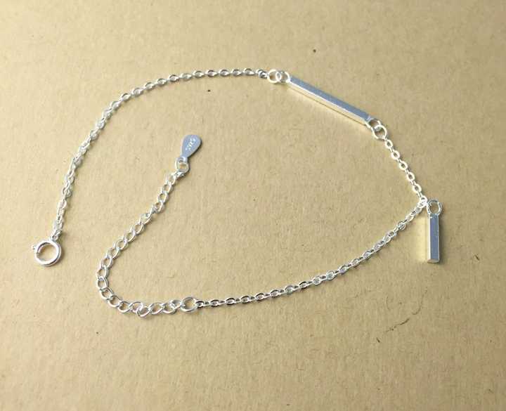 LT-146 925 Sterling Silver Bracelet Simple Geometric One-line Bracelet ...