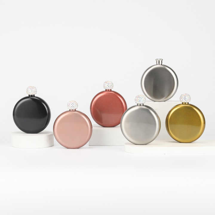 5oz 8oz Portable Round Small Flask Gift Glitter Colorful Round Shape ...
