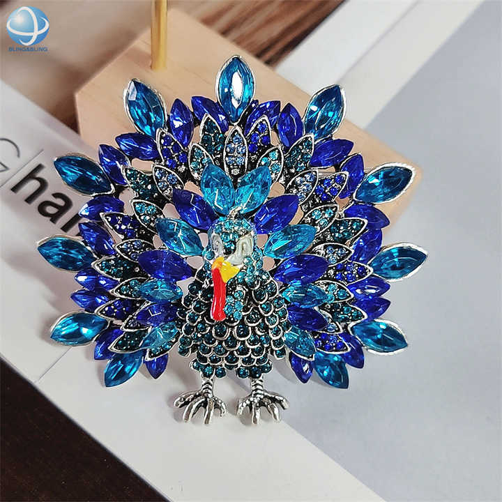 Creative Retro Fall Turkey Rhinestone Brooch Thanksgiving Enamel ...