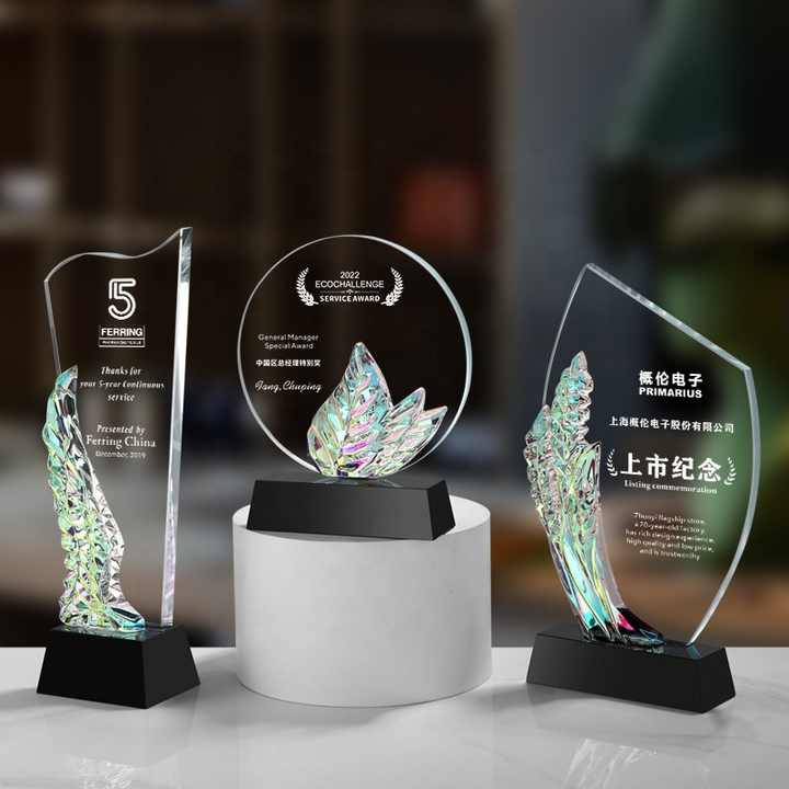 Custom Inclined K9 Crystal Trophy Awards Engraving Glass Award Trophy ...