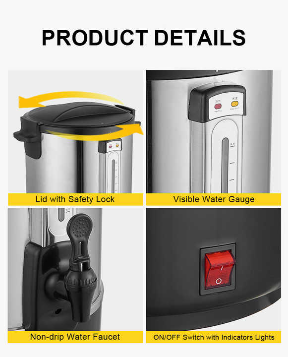 Commercial 20 Liters Electric Heating Water Urn Stainless Steel Hot ...