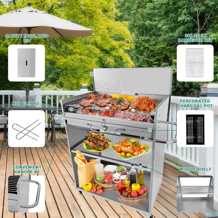 Big Size Barbecue Charcoal Grill with Large BBQ Cooking Area, Outdoor ...