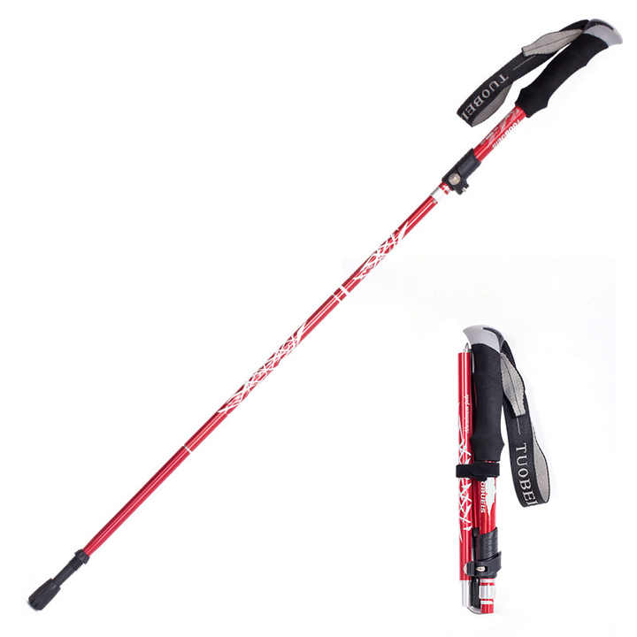 Outdoor Hiking Climbing 5 Section Walking Stick Aluminium Alloy Walking ...