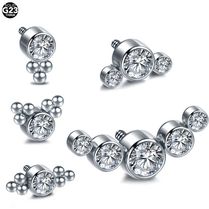 ASTM F136 Titanium Dermal Top Piercing Zircon Externally Threaded ...