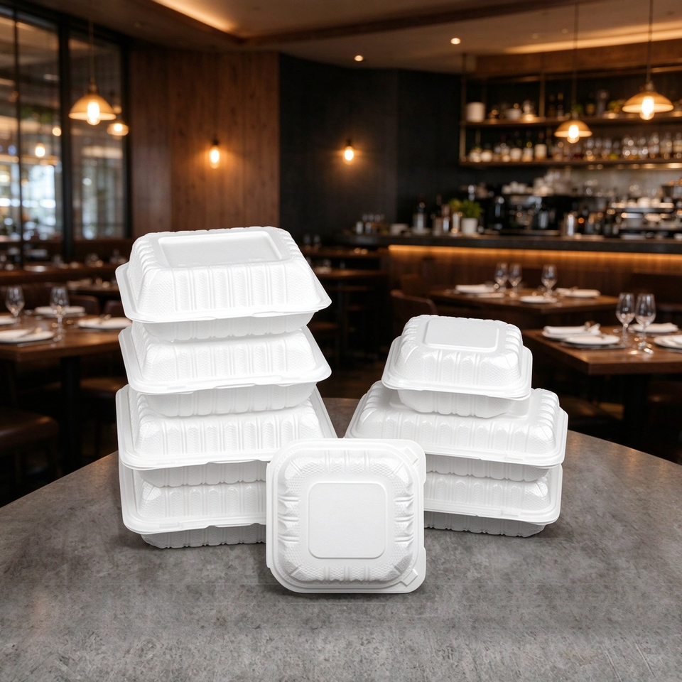 9*6 Inch 30 oz Bagasse Hinged Container Home Use Clamshell Reusable ...