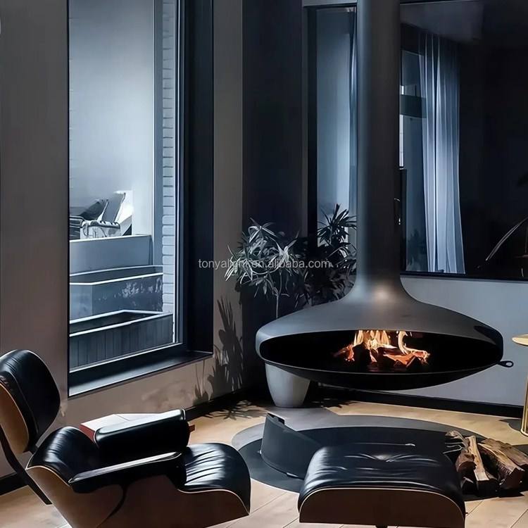 Tonya 1000mm Wood-burning Furnace Core Carbon Steel Freestanding Modern ...