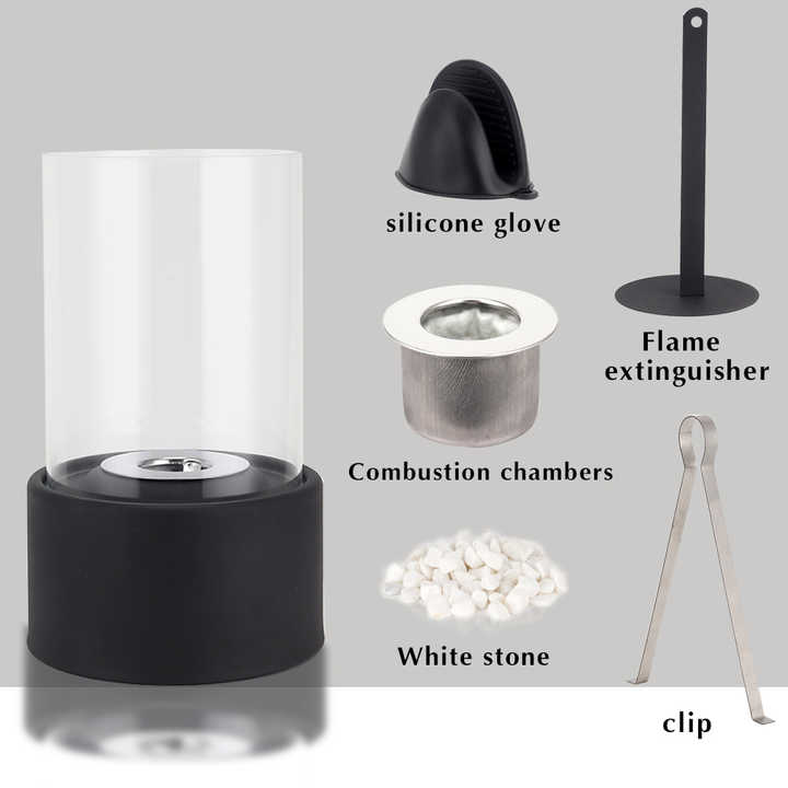 Round Glass Table Fireplace Bio Ethanol Burner Fire Pits