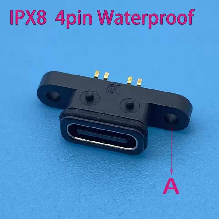 TYPE C 4 Pin Waterproof Female USB C Socket Port With Screw Hole Fast ...