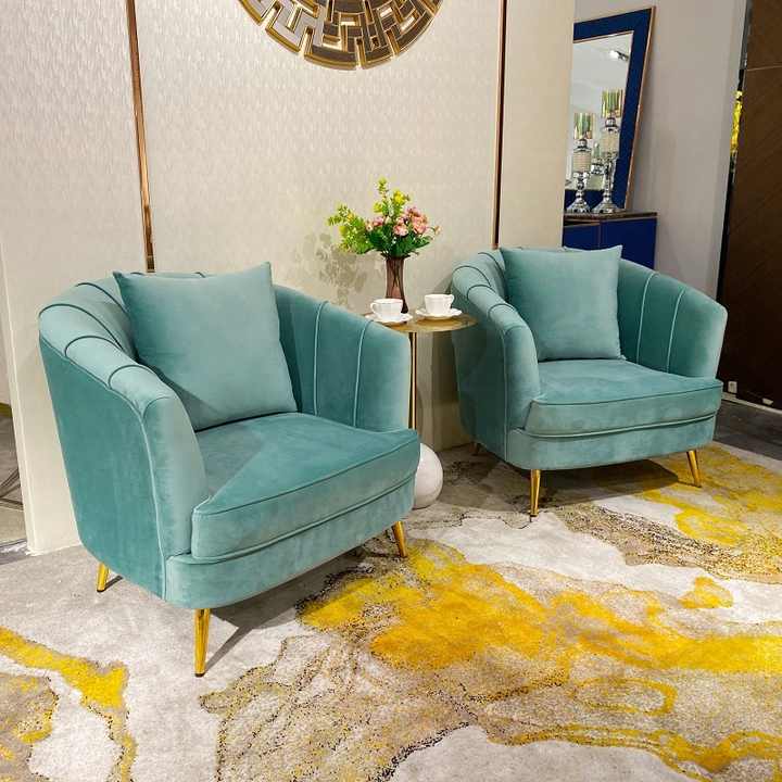 Modern Cheap Sofa Chair Luxury Italy Wholesale Comfortable Furniture Living Room Gold Metal Velvet Arm Chaise