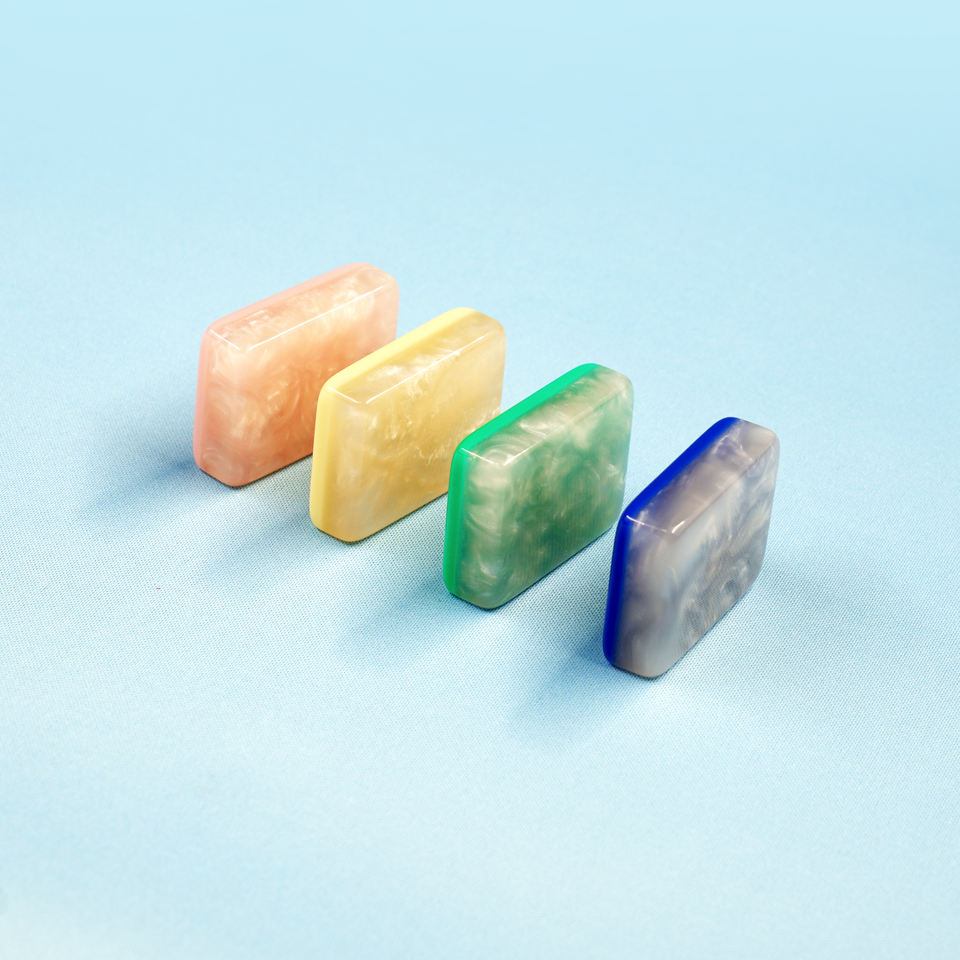Double Layers Mahjong Tiles Bright Colors Pearl Resin Game Block ...