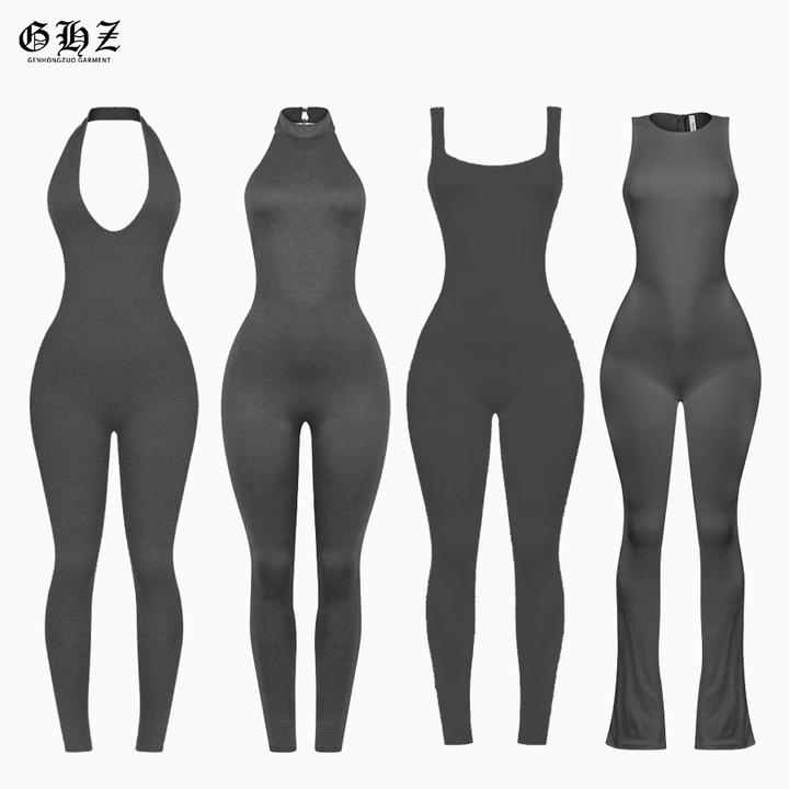 Wholesale Custom LOGO Modest Workout Spandex Bodycon Rompers Women's ...