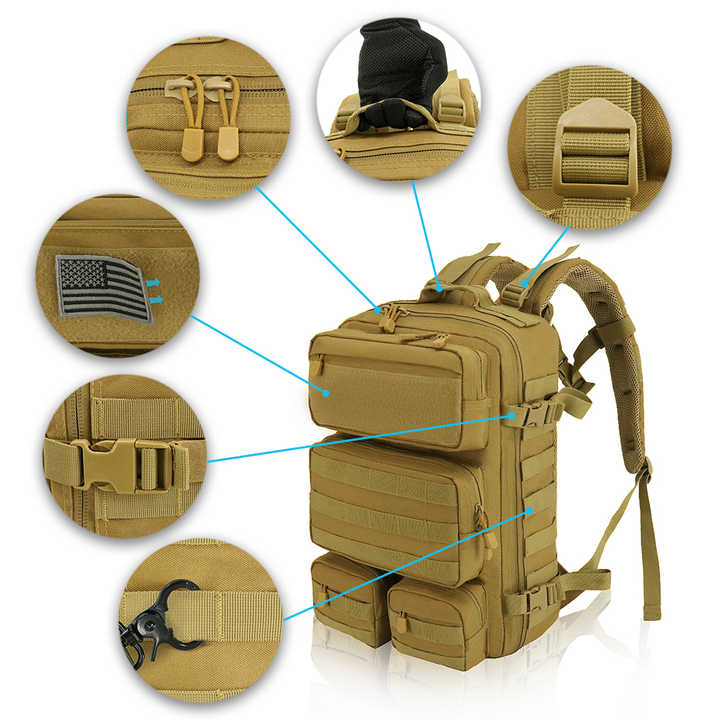 Multifunctional Waterproof Molle Assault Rucksack 600D Nylon 3P ...