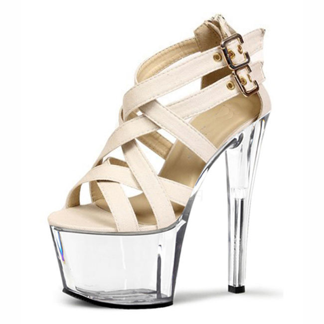 Weird Black Platform Stiletto Heels - 17cm T-Strap Open Toe Sandals ...