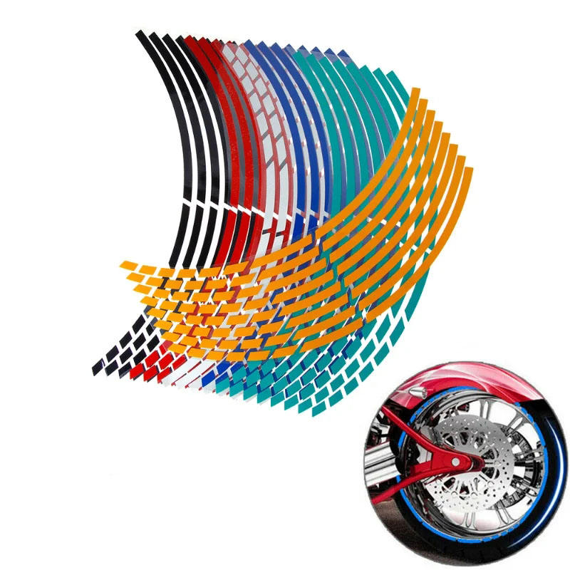 Motorcycle Tire Rim Stickers 18" Reflective PET Material 8mm Width ...