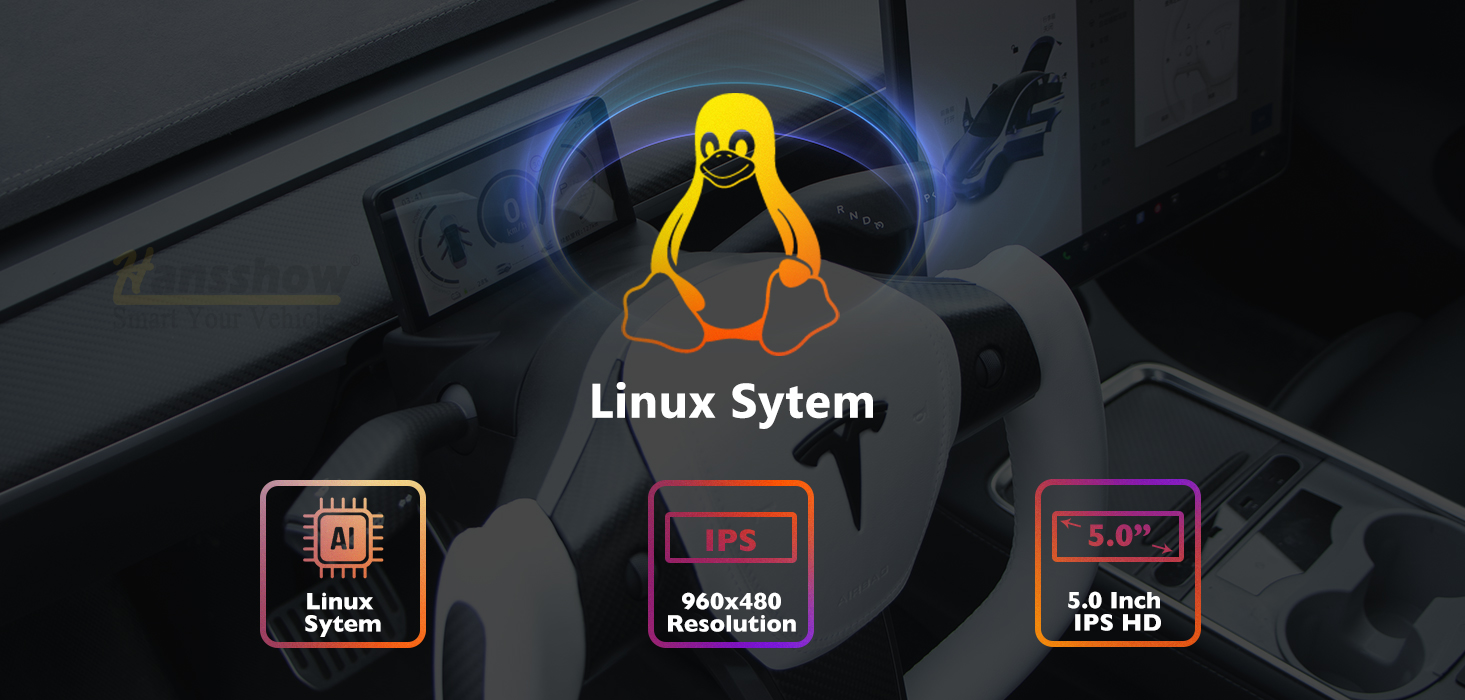 Hansshow Model 3/Y New 5.16" Mini Screen Dashboard Display for Tesla ...