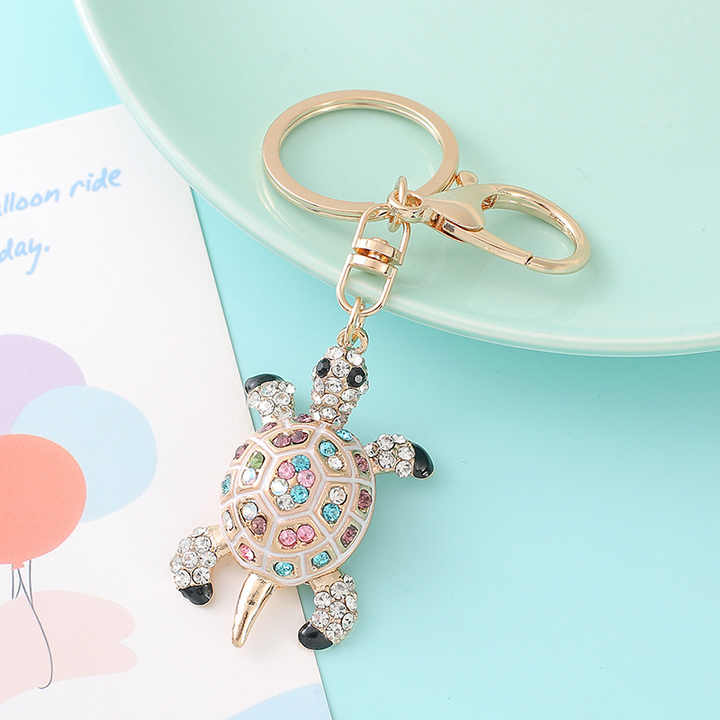 Wholesale Rhinestone Cute Turtle Animal Keychain Bag Pendant Metal ...