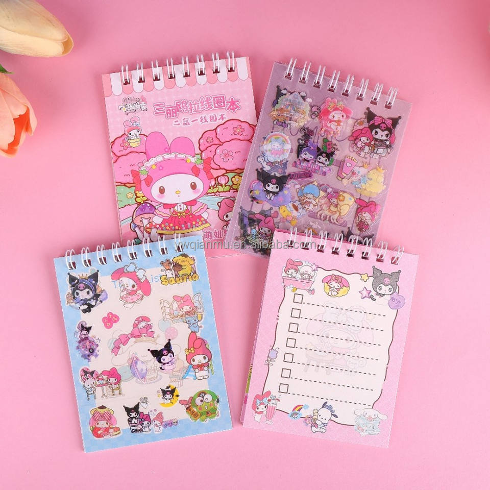 Cute cartoon spiral notebook set A7 mini pocket diary notebook suitable ...