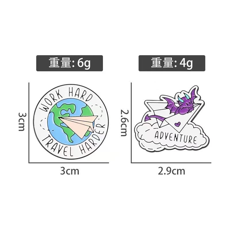 Cute Pin Paper Plane Brooch Pin Cartoon Metal Badge Work Hard Travel ...