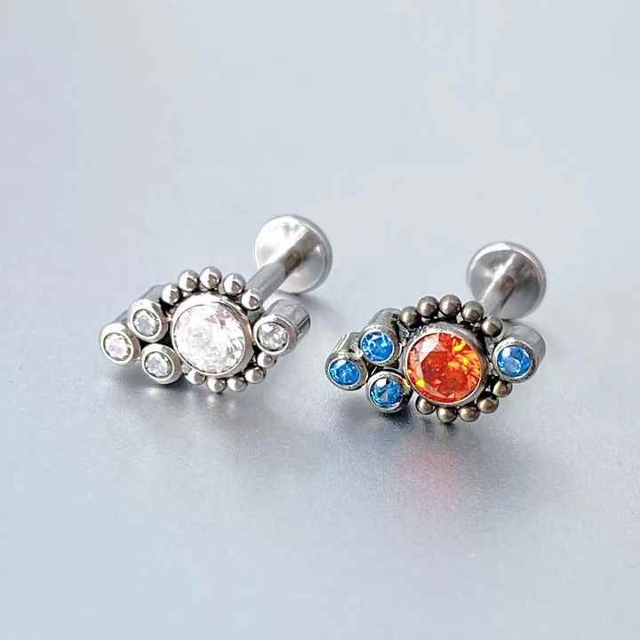F136 G23 Implant Grade Titanium Alloy Diamond Butterfly Zircon Ear Bone ...