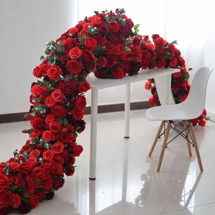 Floral Artificial Flower Table Runner for Wedding Events