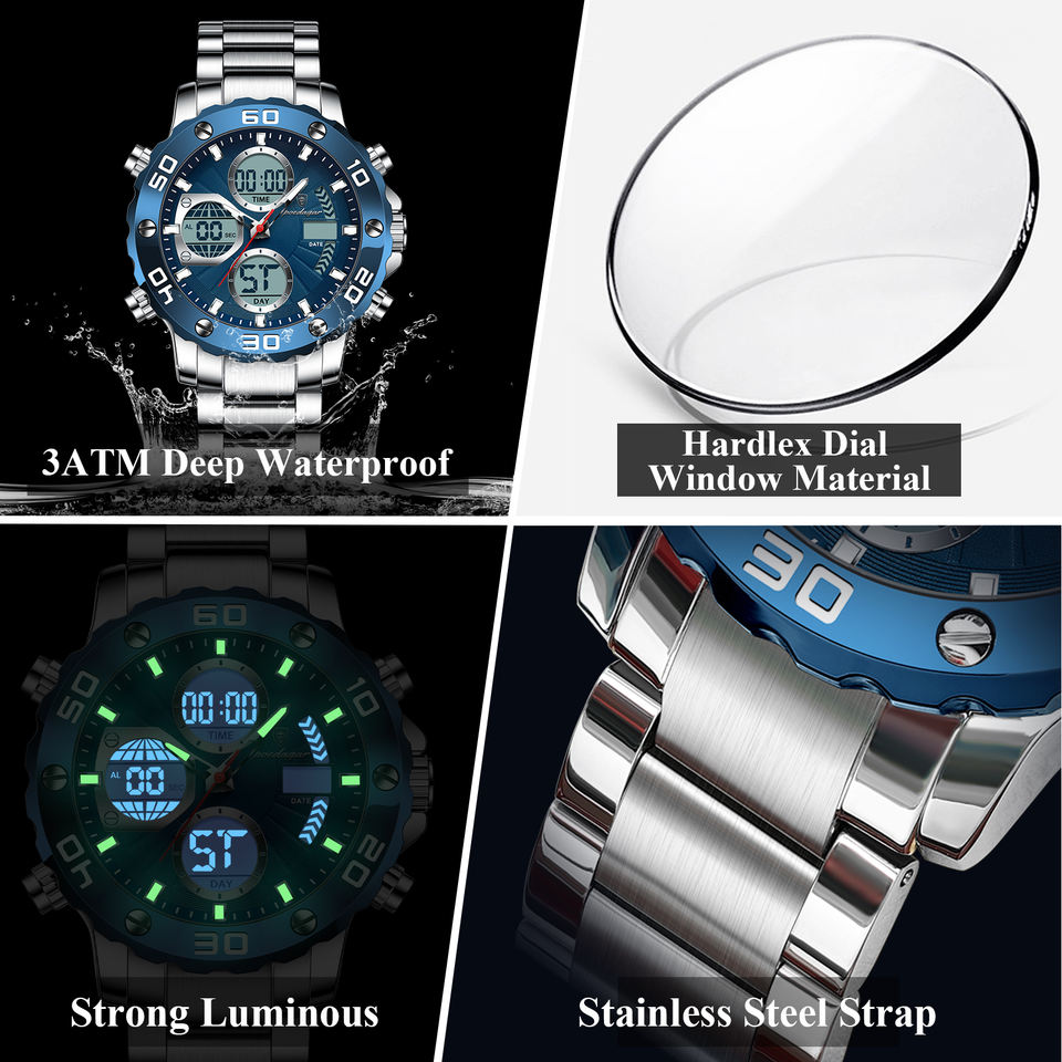 Poedagar Men's Digital Watch - Waterproof & Luminous