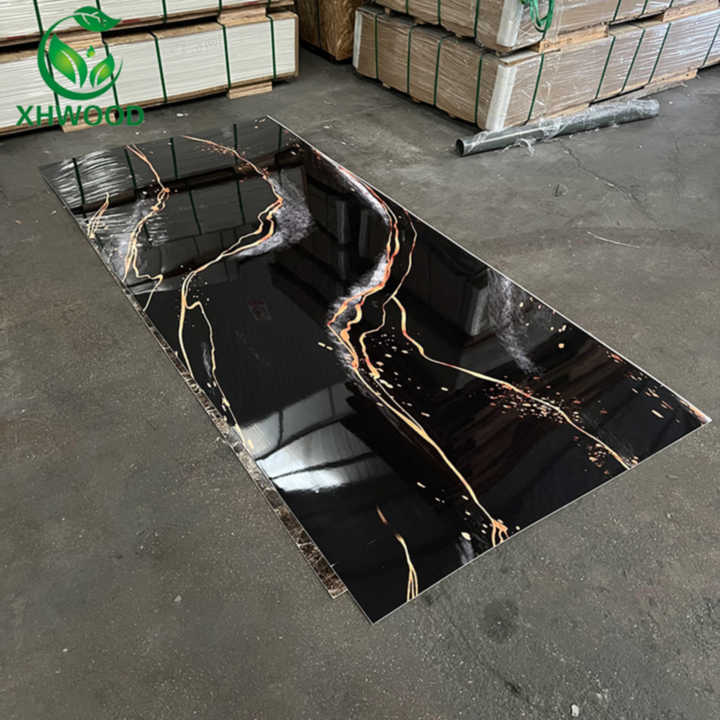 Black PVC Marble Sheet UV High Glossy Wall Panels for Interior