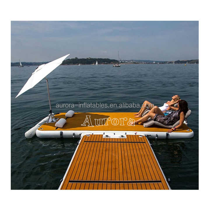 New design inflatable floating dock platform swim deck on the lake ...