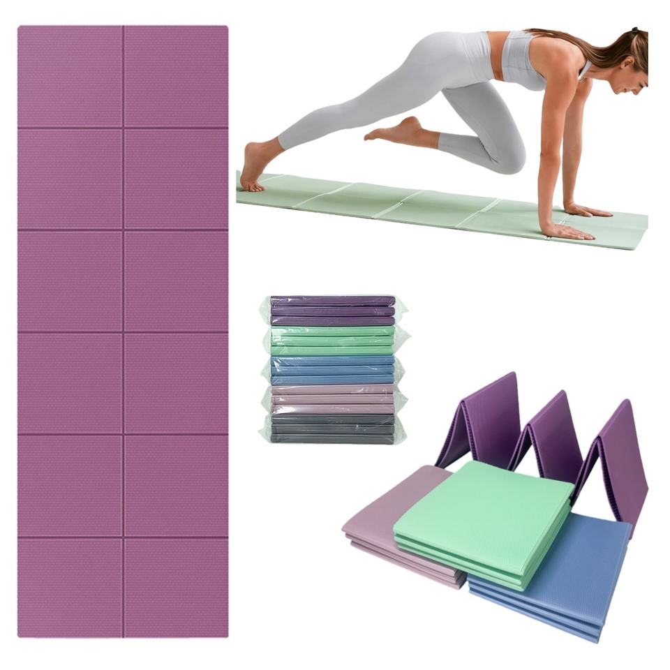 Waterproof Folding Exercise Fitness TPE Yoga Mat for 6 Fold Travel ...