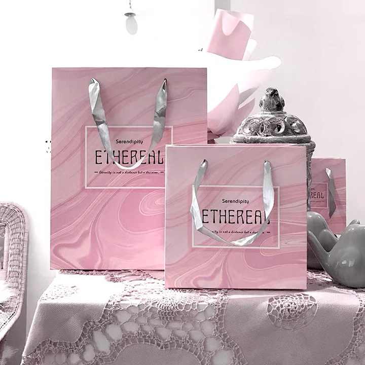 At Pack Custom Brand Design Luxury Pink Paper Bag With Handle For ...