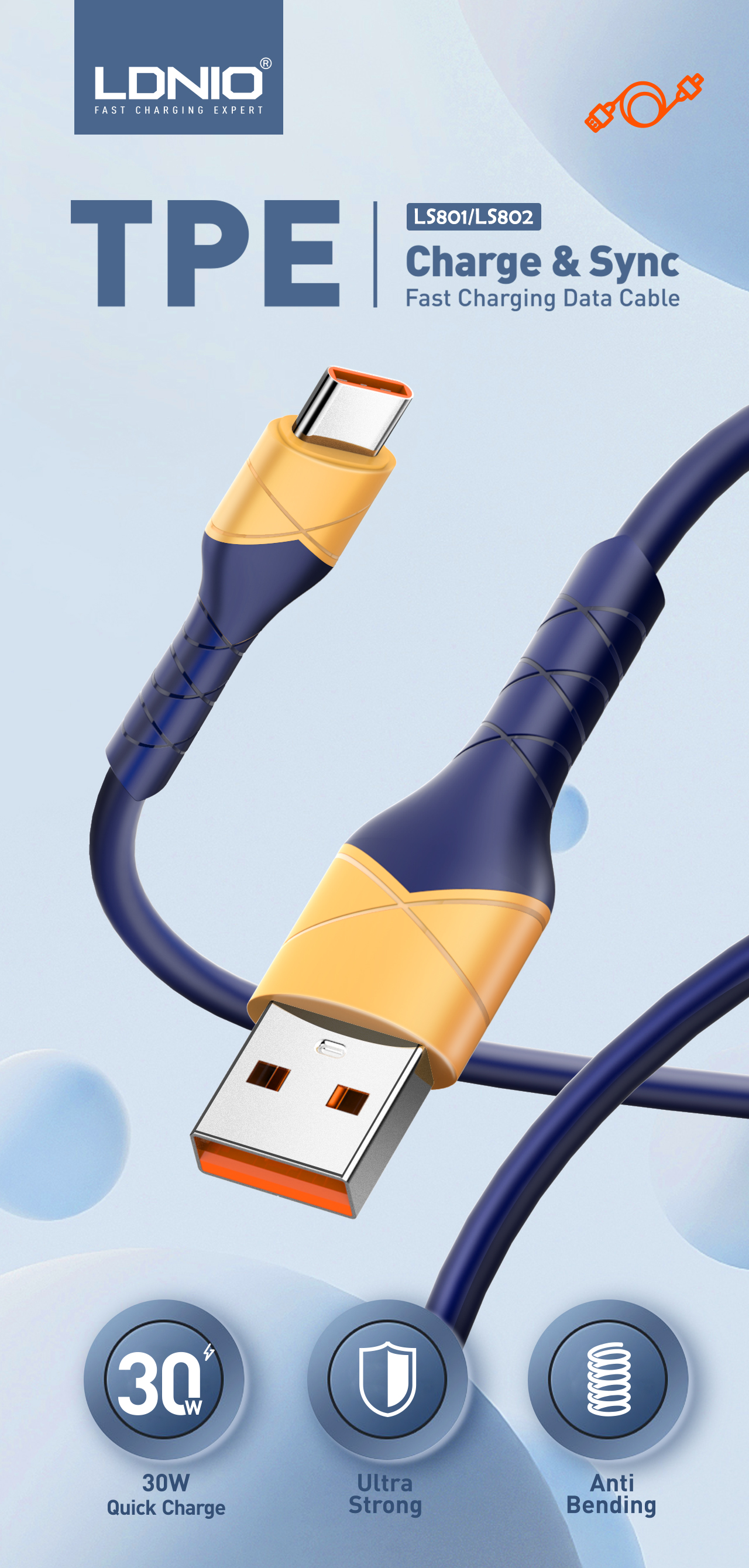 Ldnio LS801 1 Meter 30W Fast Charge Cable - AppleMe